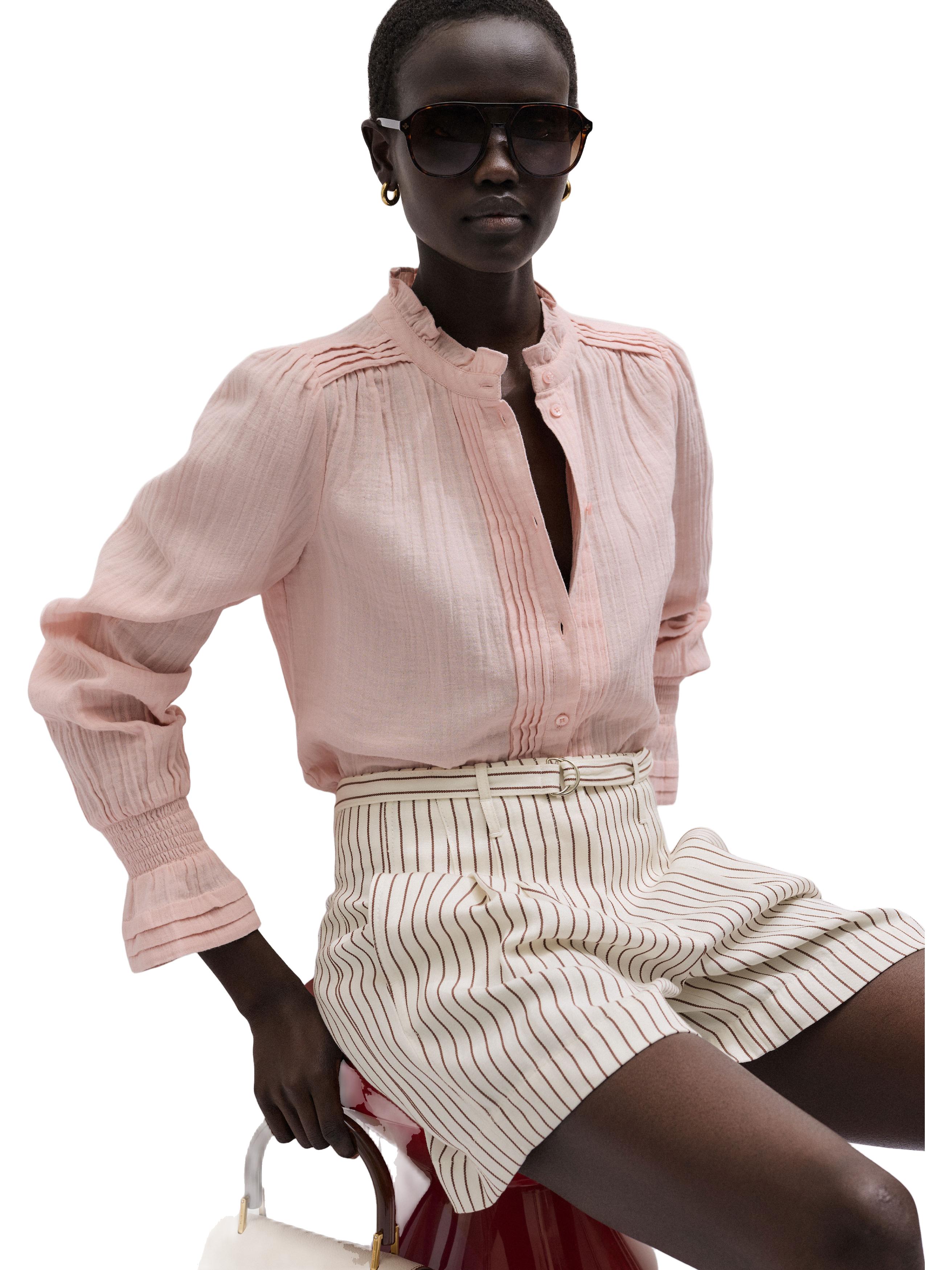 ME+EM Pleated Cheesecloth Blouse
